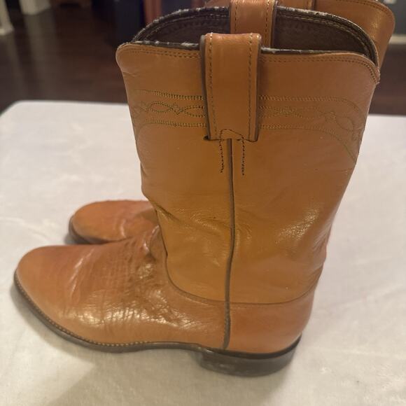 Justin Boots | Shoes | Justin Ostrich Roper Cowboy Boots Brock 32 Tan ...